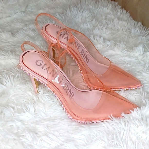 Gianni Bini | Shoes | Gianni Binni Pink Clear Pvc Rhinestone ...